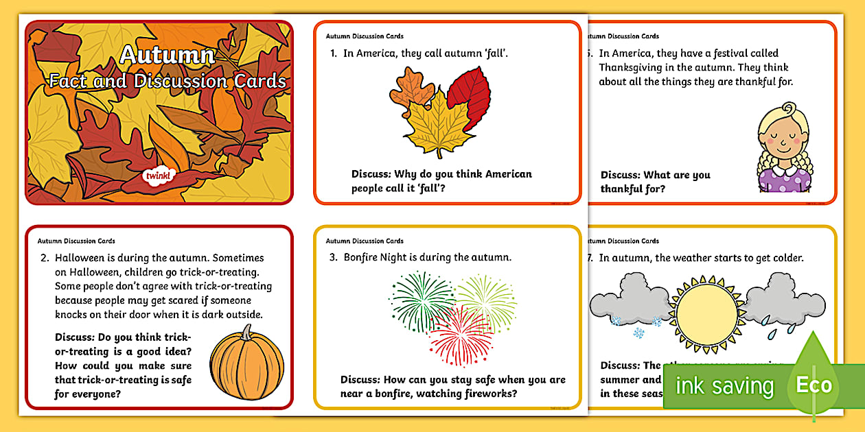 KS1 Autumn Fact and Discussion Cards (Teacher-Made) - Twinkl