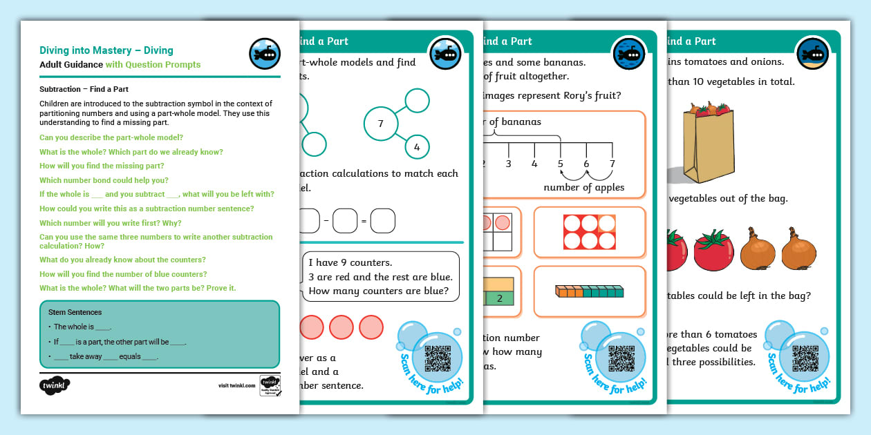 👉 Y1 DiM: Step 12 Subtraction – Find A Part Activity Cards