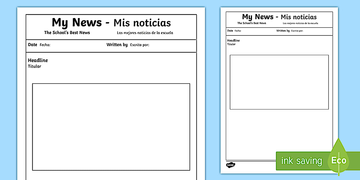 My News Writing Template - English/Spanish - My News Writing Template