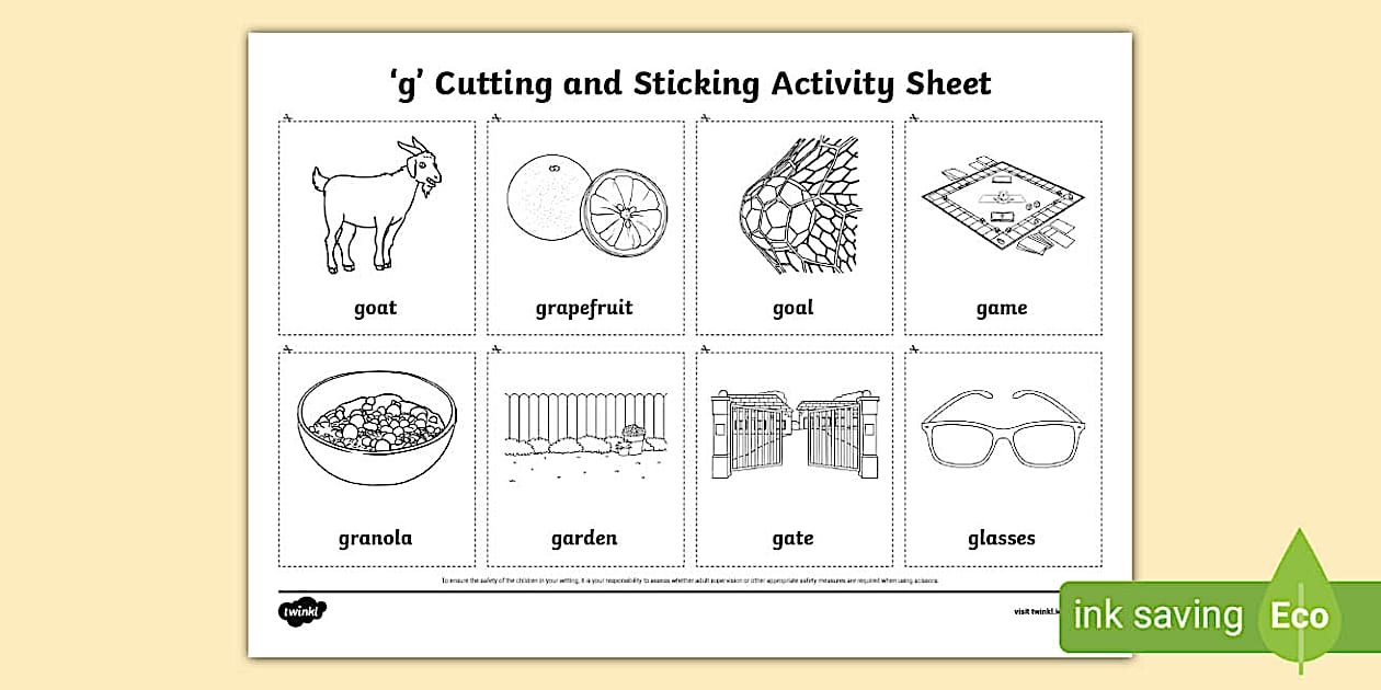'g' Cutting and Sticking (teacher made) - Twinkl
