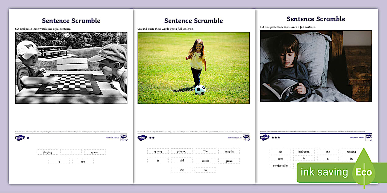 Older Learners Differentiated Sentence Scramble Worksheets