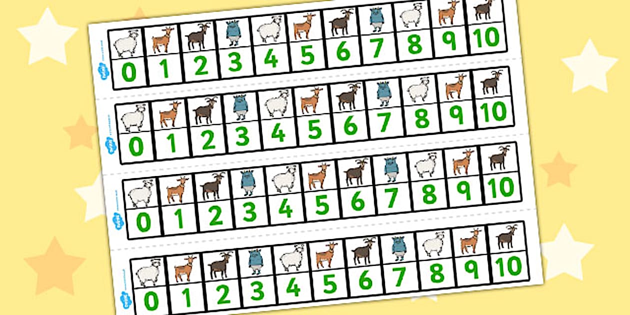 The Three Billy Goats Gruff Number Track 1-10 - Twinkl