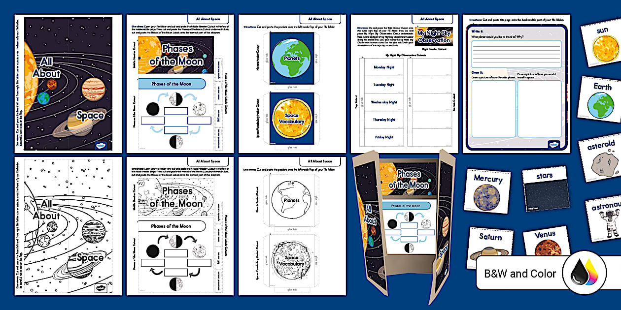 Kindergarten All About Space Trifold File Folder Activity