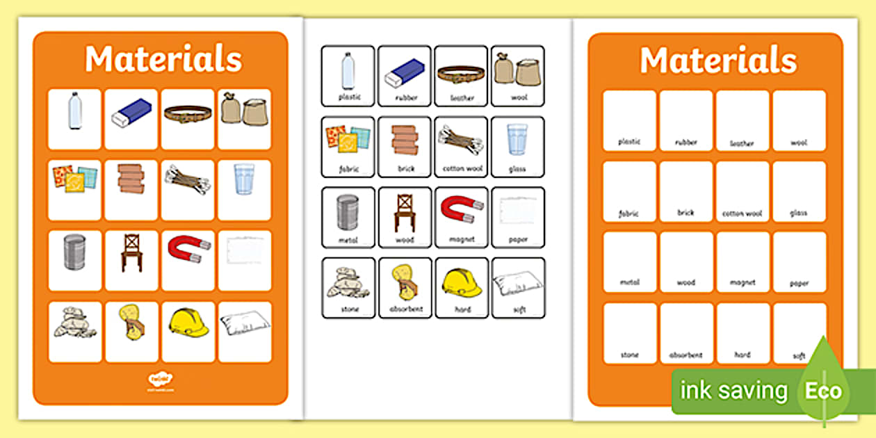 Materials Vocabulary Matching Mat (teacher made) - Twinkl