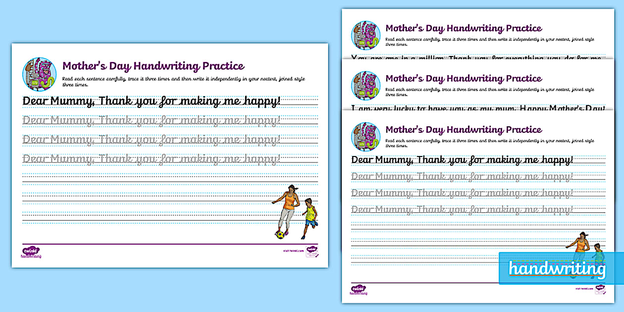 Mother's Day Continuous Cursive Worksheet - KS2