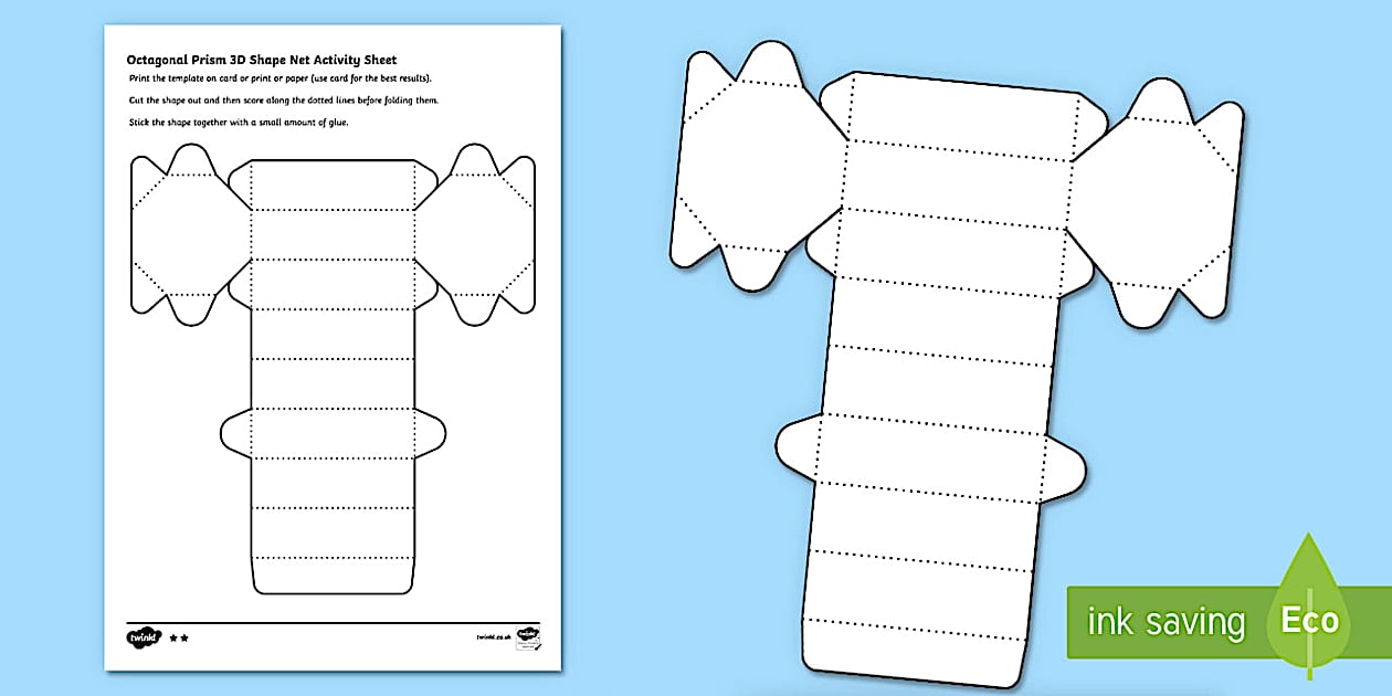 Octagonal 3D Shape Net Worksheet (creat de profesori)