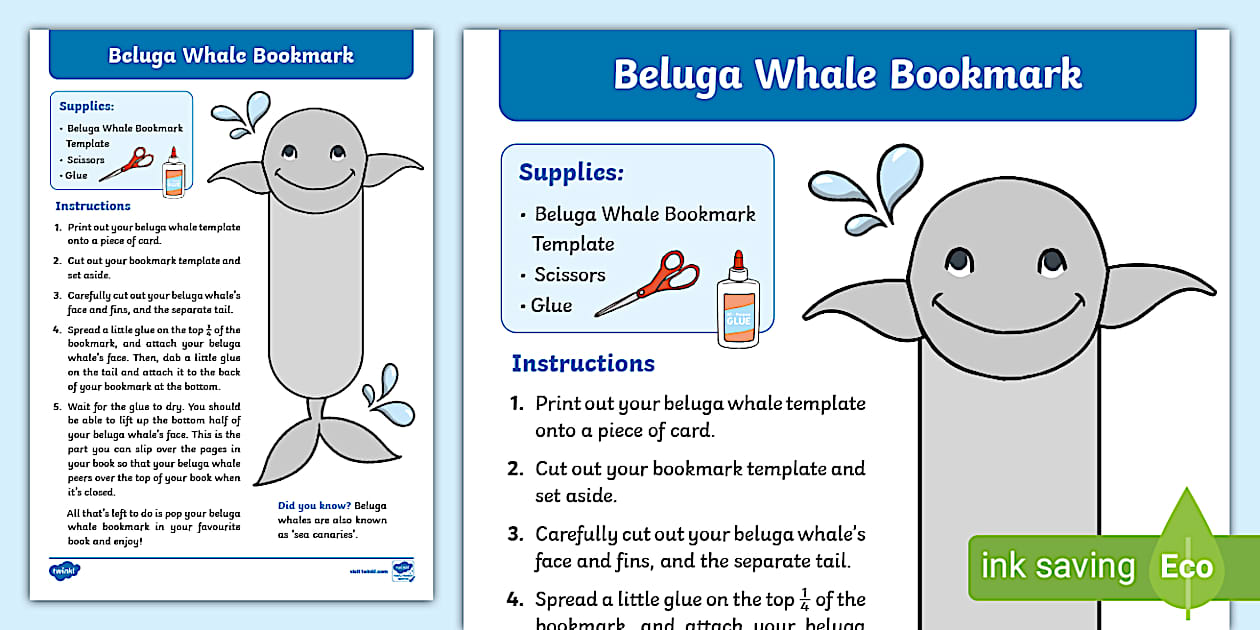 Beluga Whale Bookmark Craft | Crafting Activities - Twinkl