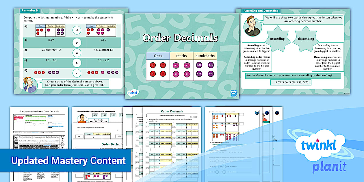 👉 Y4 Decimals Planit Maths Lesson 9 Order Decimals