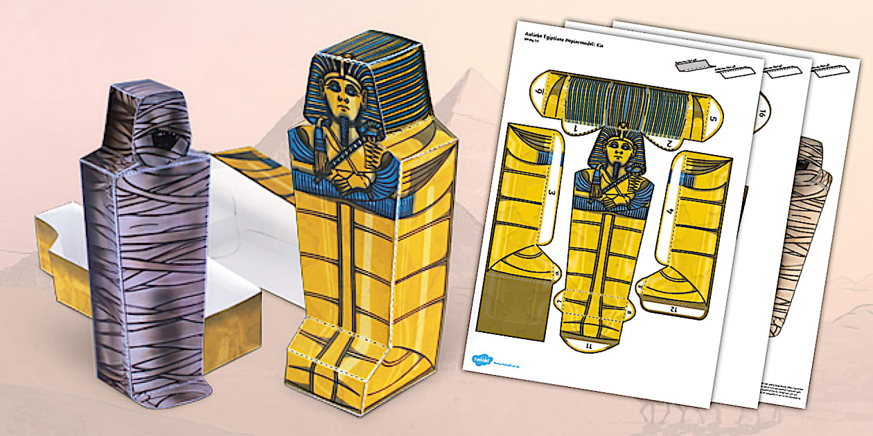 Egiptiese Mummie Papier Model (l'enseignant a fait) - Twinkl