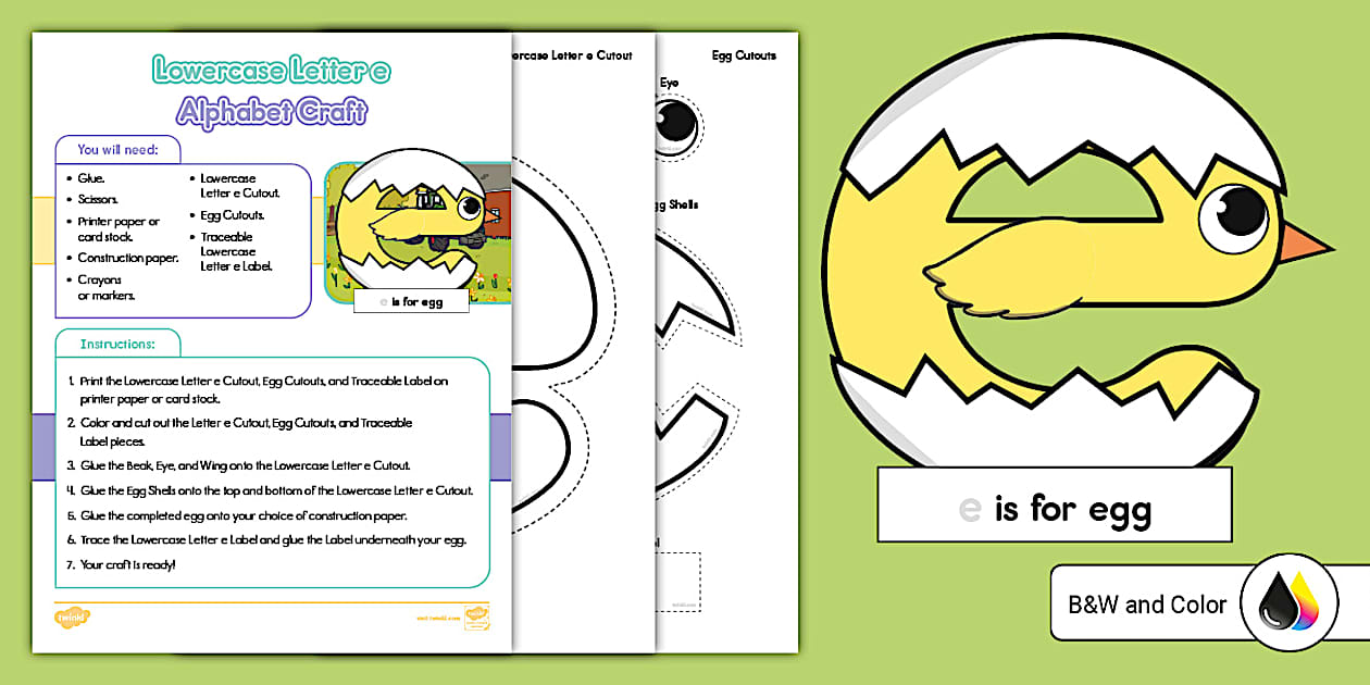 Lowercase Letter e Alphabet Craft