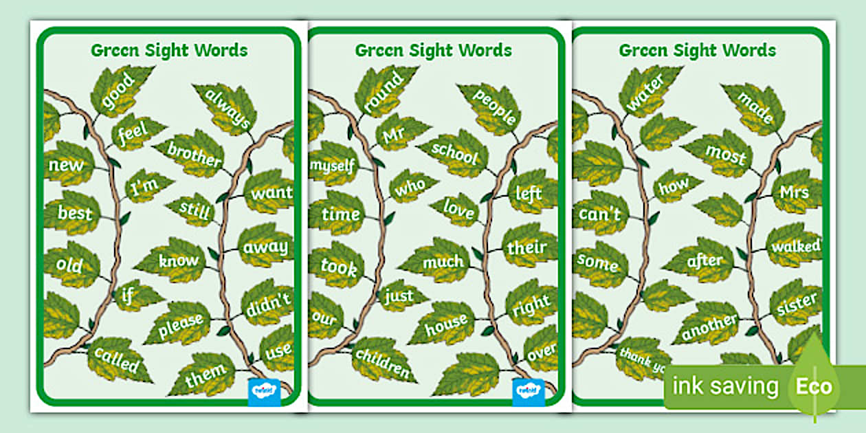 New Zealand Green Sight Words Posters (teacher made)