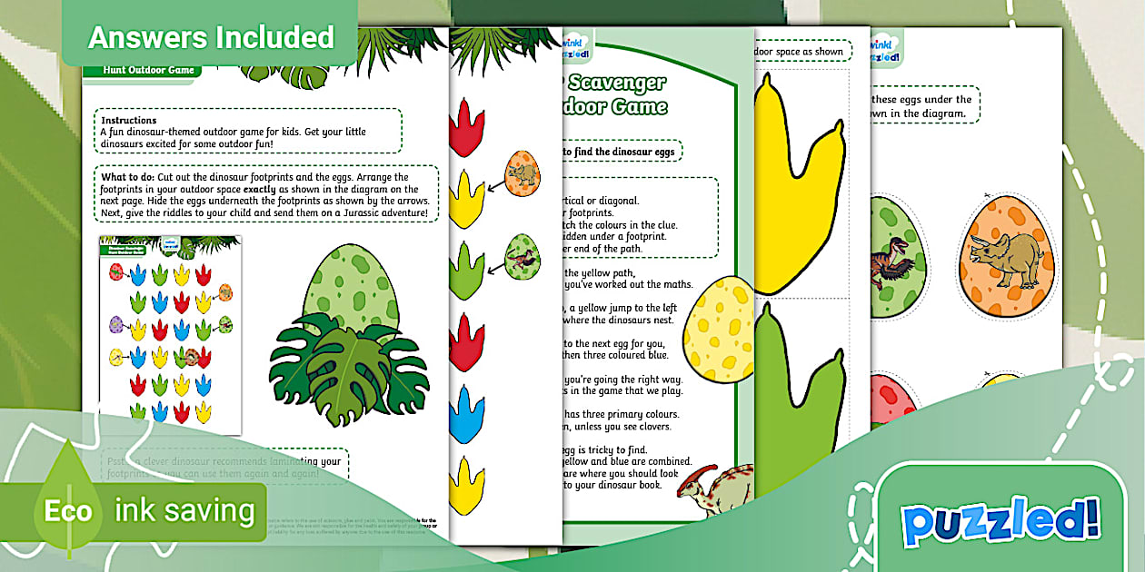 Dinosaur Scavenger Hunt Riddles - Follow the Footprints