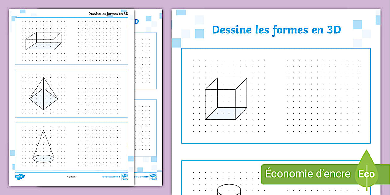 Dessine les formes en 3D (teacher made) - Twinkl