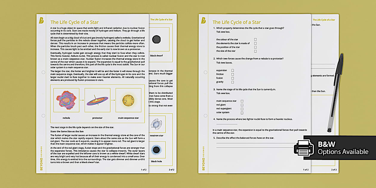 Life Cycle of a Star Reading Comprehension - Twinkl