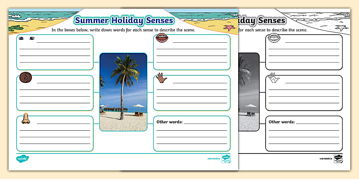 Summer Holidays Setting Senses Mind Map (teacher made)