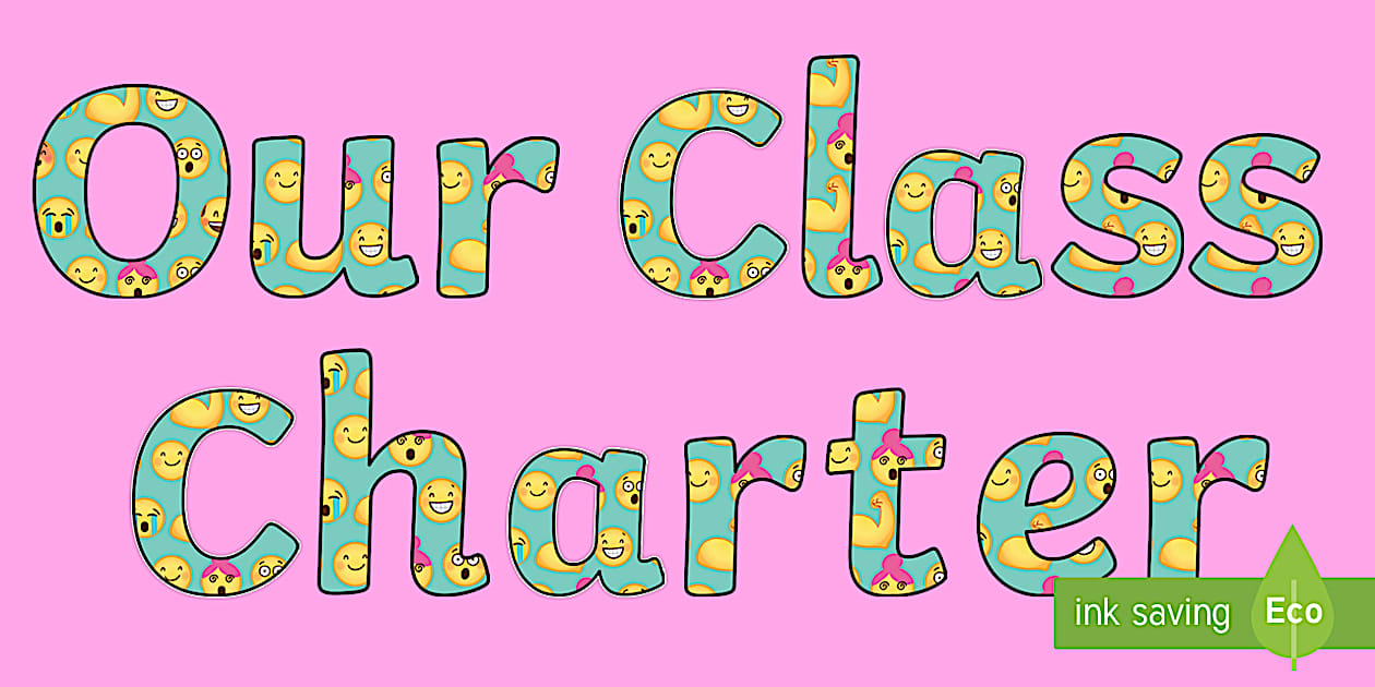 Cursive Our Class Charter Emoji Themed Display Lettering