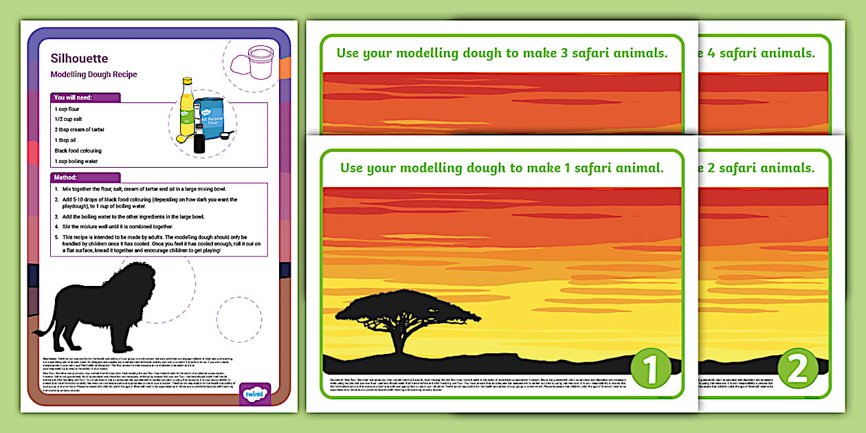 Safari Sunset Modelling Dough Recipe and Mat Pack | Twinkl