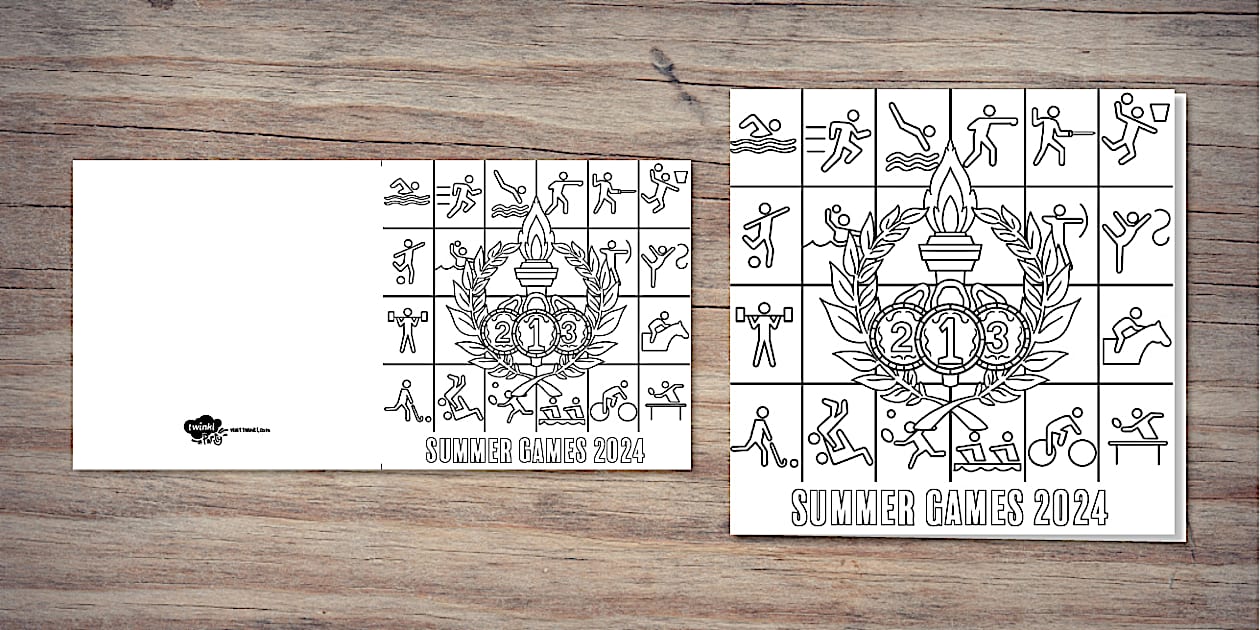 Celebration of Sports Summer Games Colouring Card - Twinkl