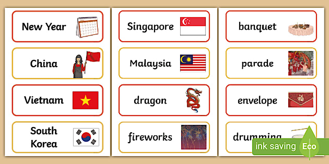 Lunar New Year Word Cards (teacher made) - Twinkl