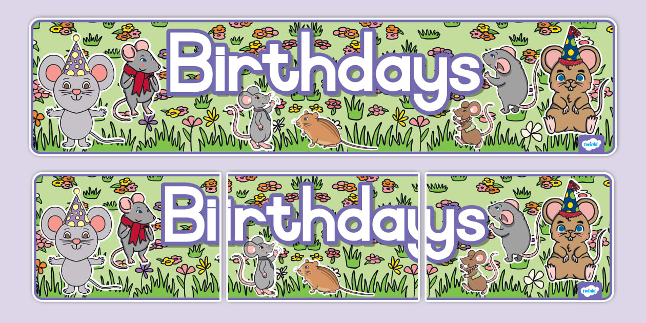 Mouse-Themed Birthday Banner - Twinkl