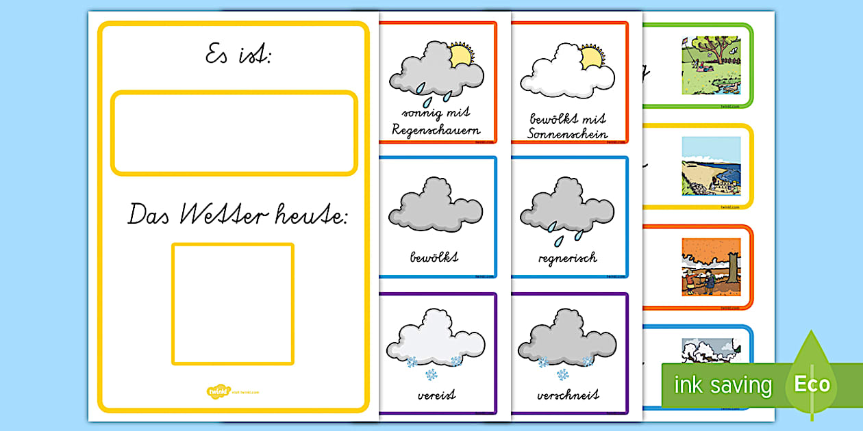 Wetter und Jahreszeiten Kalender für die Klassenraumgestaltung