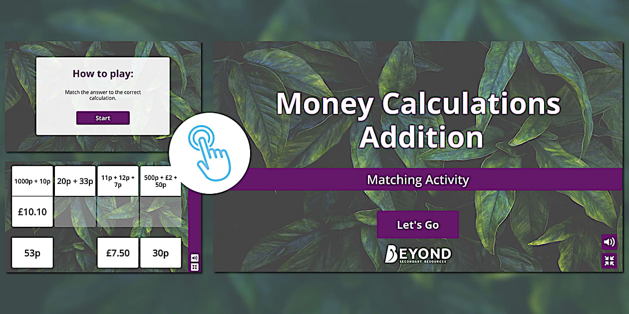 Money Calculations - Addition Matching Activity | KS3 Maths