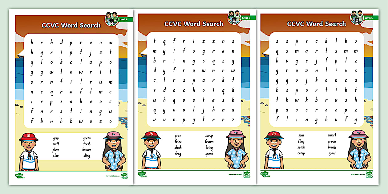 Twinkl Phonics Level 4 CCVC Word Search (teacher made)