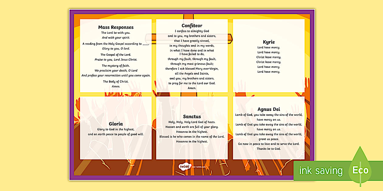 Roman Catholic Mass Responses Display Poster - Twinkl