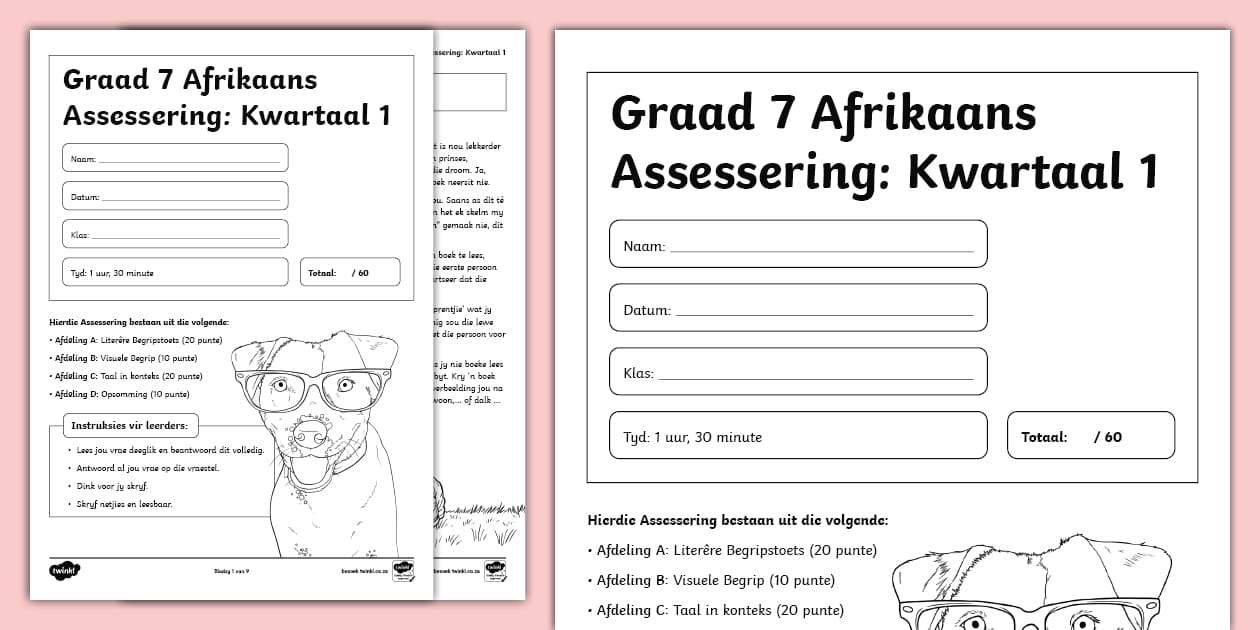 Graad 7 Afrikaans Assessering Kwartaal 1 (teacher made)