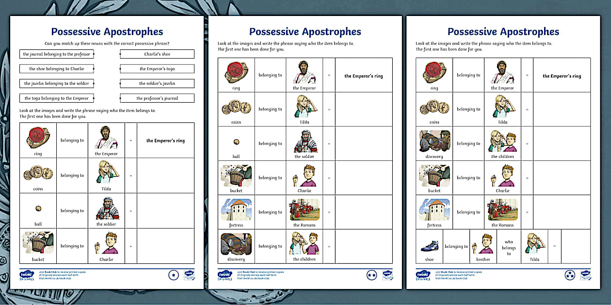KS2 Apostrophes for Possession Differentiated Worksheets (Ancient ...