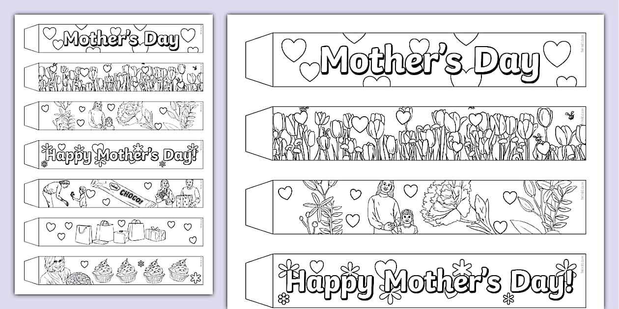 Mother's Day Colouring Paper Chains (teacher made) - Twinkl