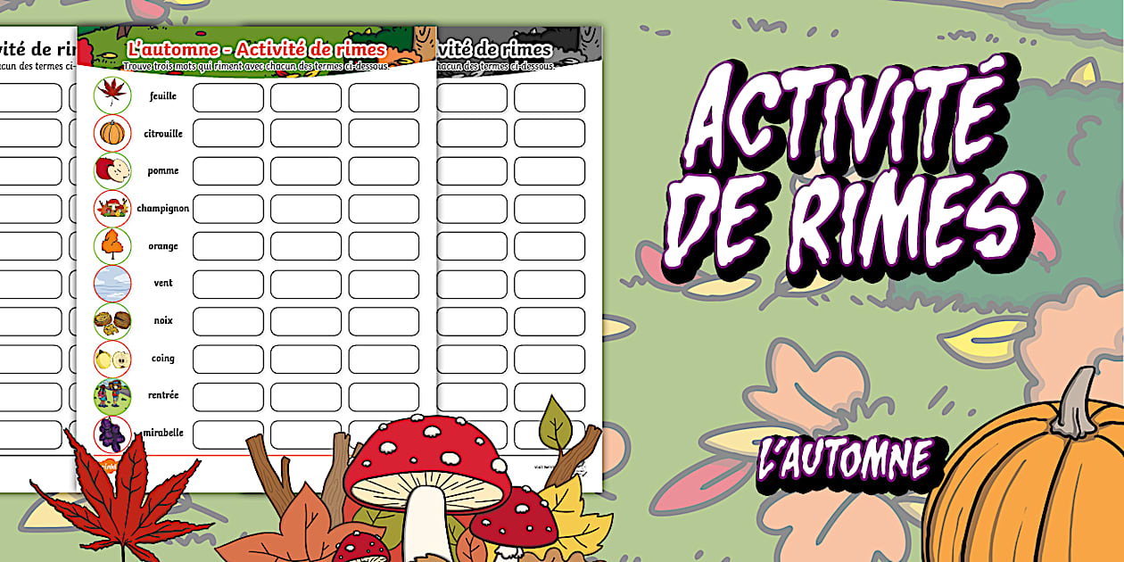 Activité de rimes : L'automne - Twinkl Français