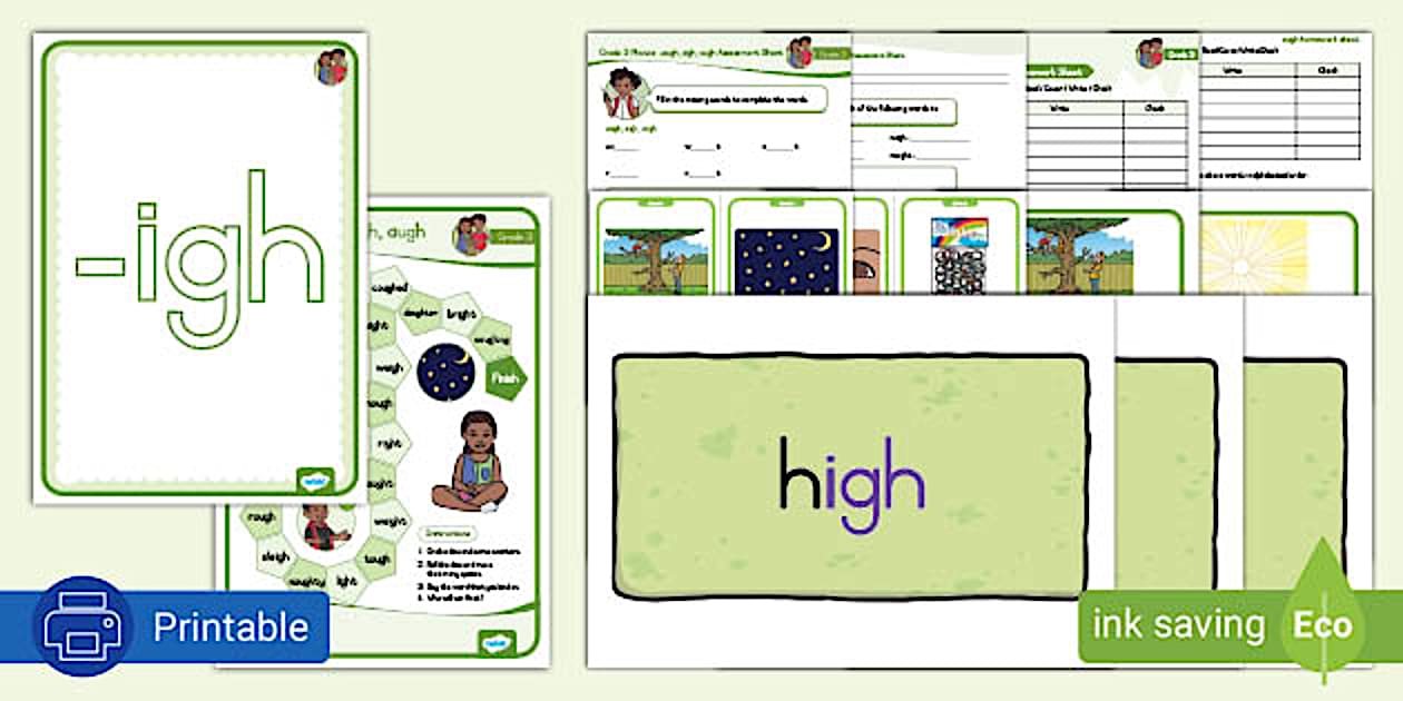 Grade 3 Phonics Pack igh, ough, eigh, augh (teacher made)