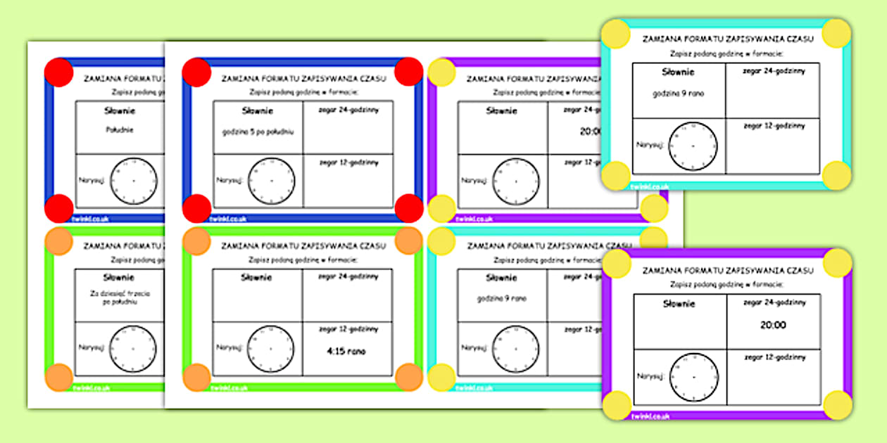 Karty z wyzwaniami Czas po polsku - matematyka - Twinkl