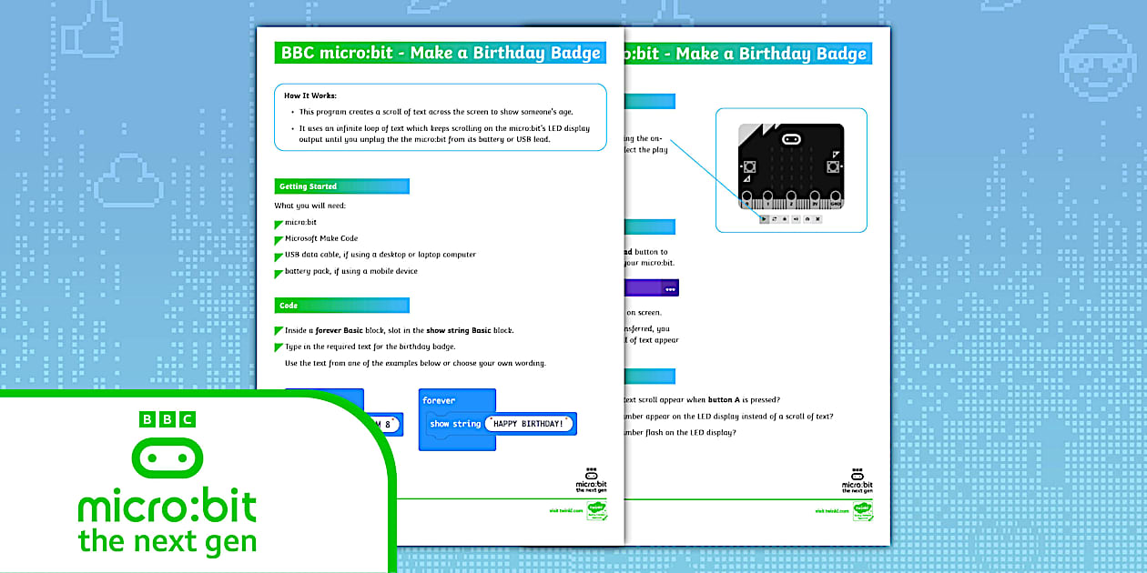 FREE! - BBC micro:bit: Make a Birthday Badge - Computing