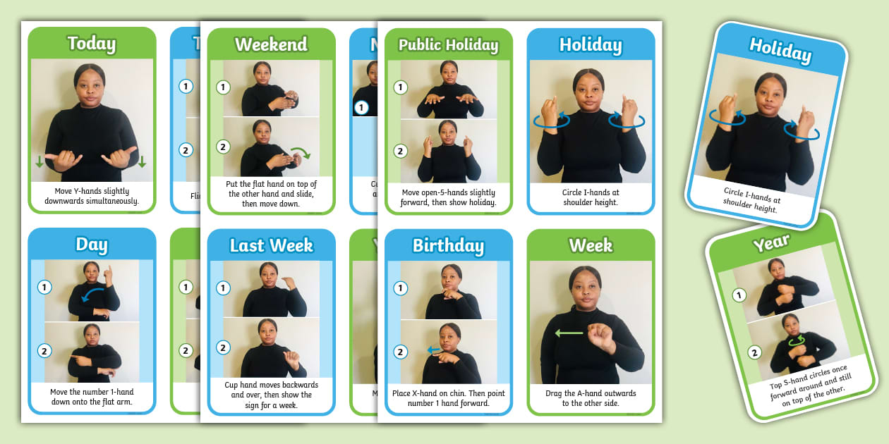 SASL How to Sign Days Instruction Cards (teacher made)