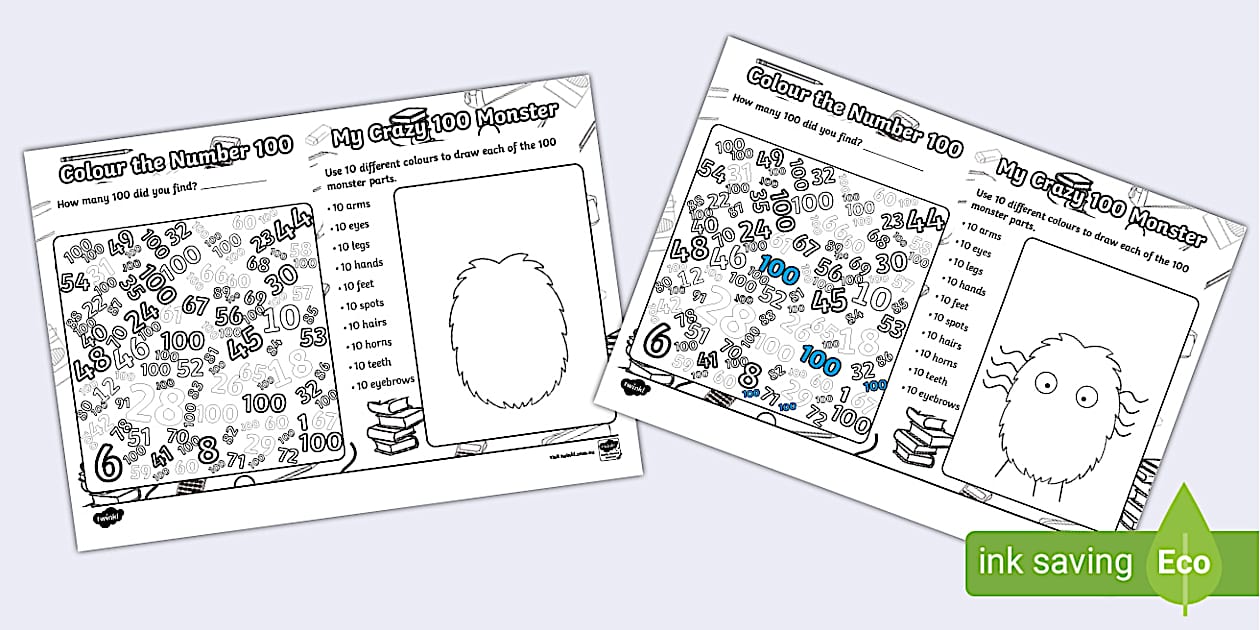 100 Days of School Activity Sheet (Teacher-Made) - Twinkl