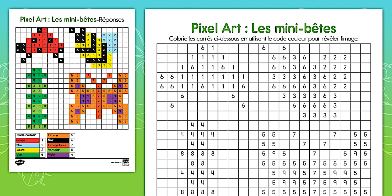 Pixel art : Les mini-bêtes - Twinkl Canada - Twinkl