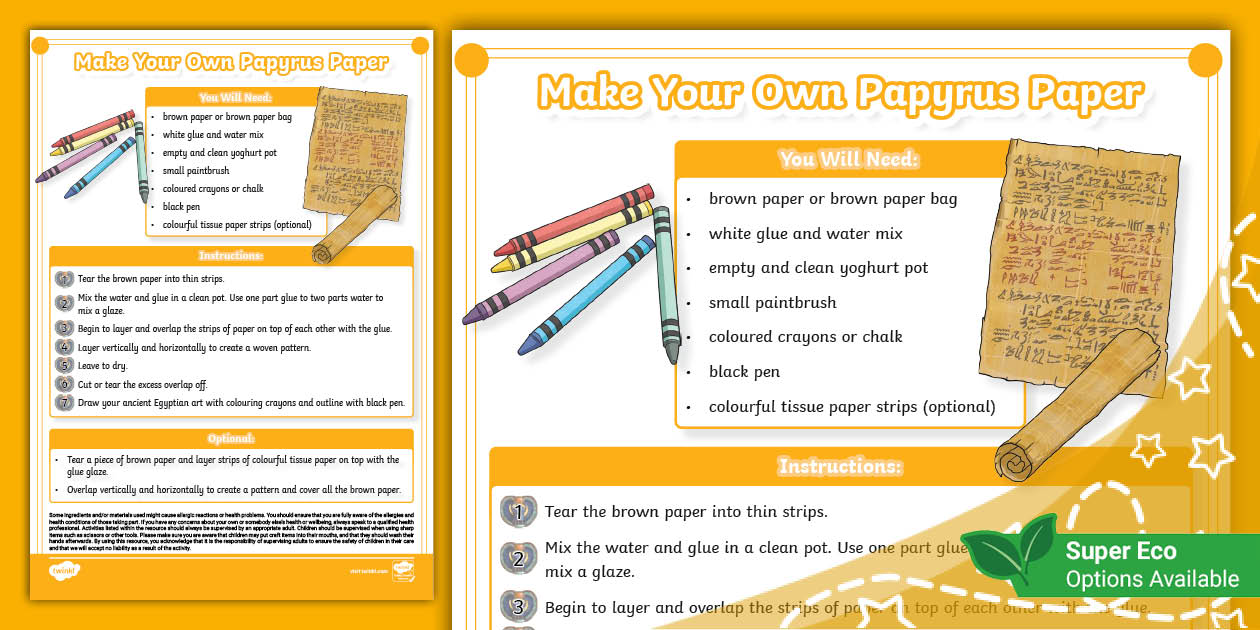 Ancient Egyptians - Make Your Own Papyrus Paper - Twinkl