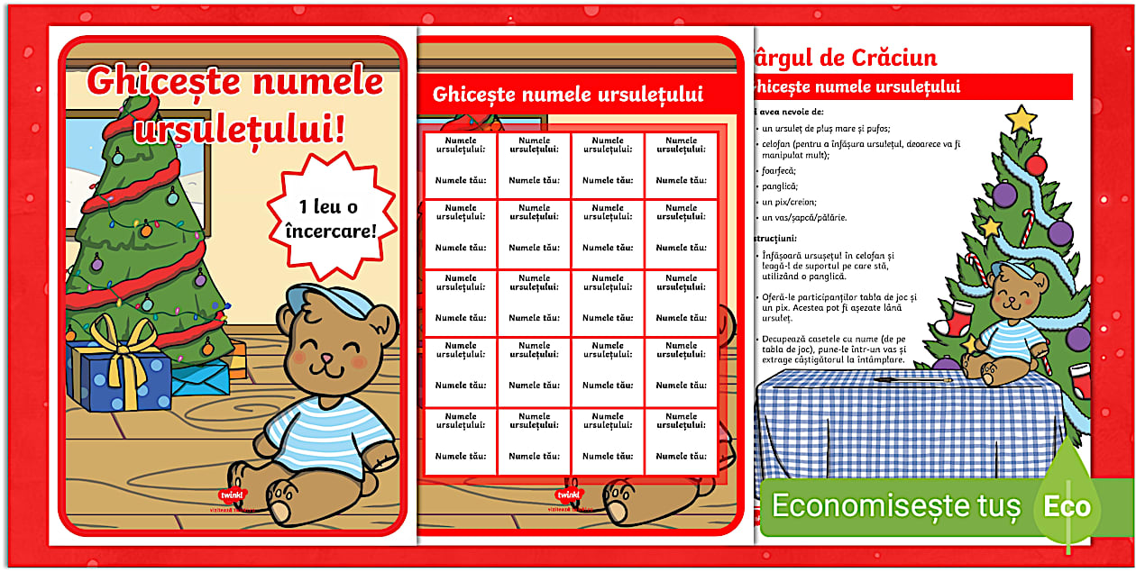 Activități târgul de Crăciun - Ghicește numele ursulețului