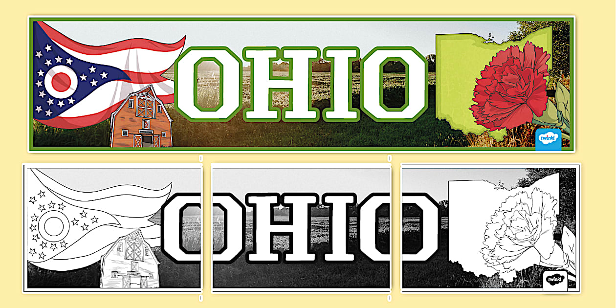 Ohio State Symbols Banner (teacher made) - Twinkl