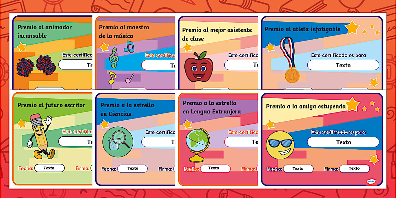 Diplomas editables: Premios de fin de curso