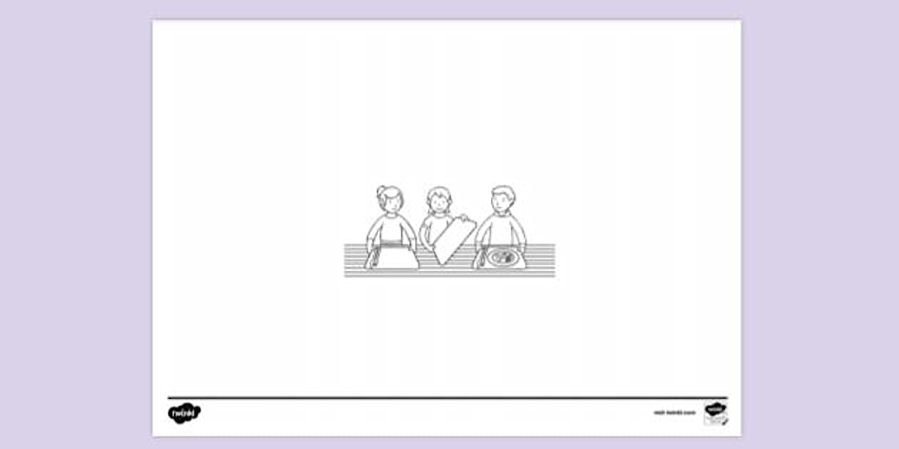 Child Pushing in Dinner Queue Colouring | Colouring Sheets