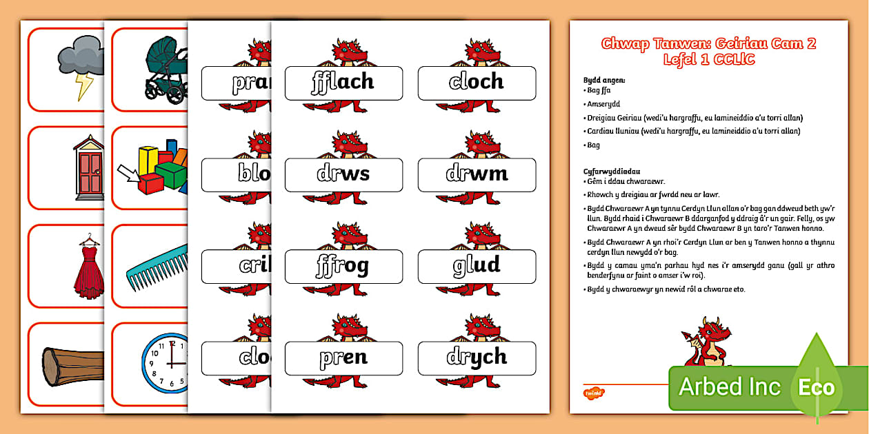 Chwap Tanwen – Geiriau Cam 2 Lefel 1 CCLlC - Twinkl
