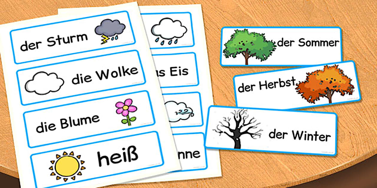 German Season Word Cards (teacher made) - Twinkl