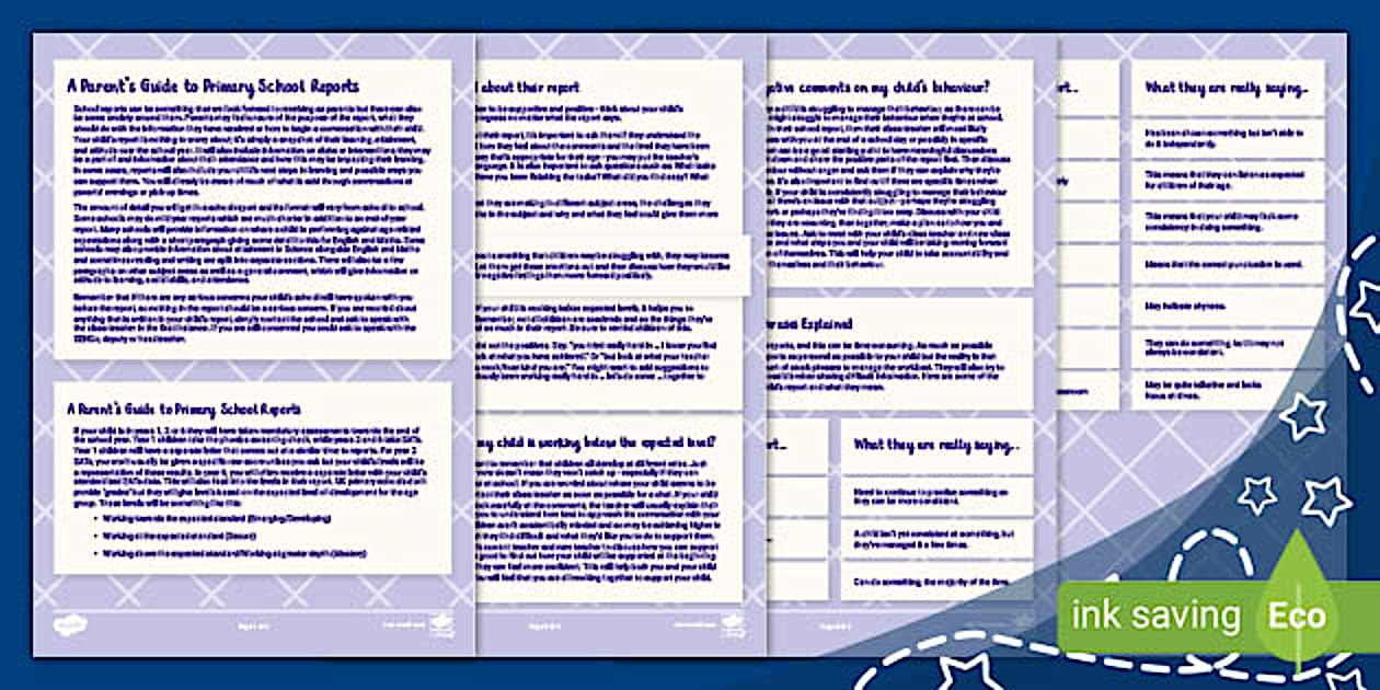A Parent’s Guide to Primary School Reports (teacher made)