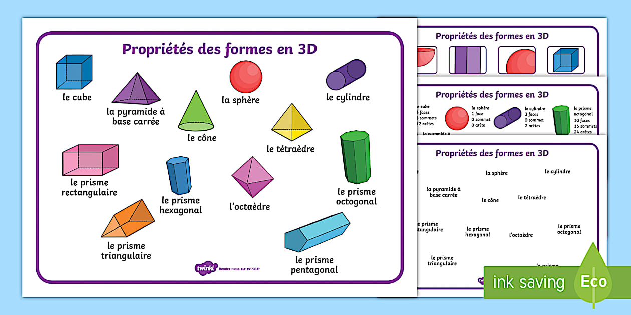 Ensemble de mots : Les formes en 3D (teacher made) - Twinkl