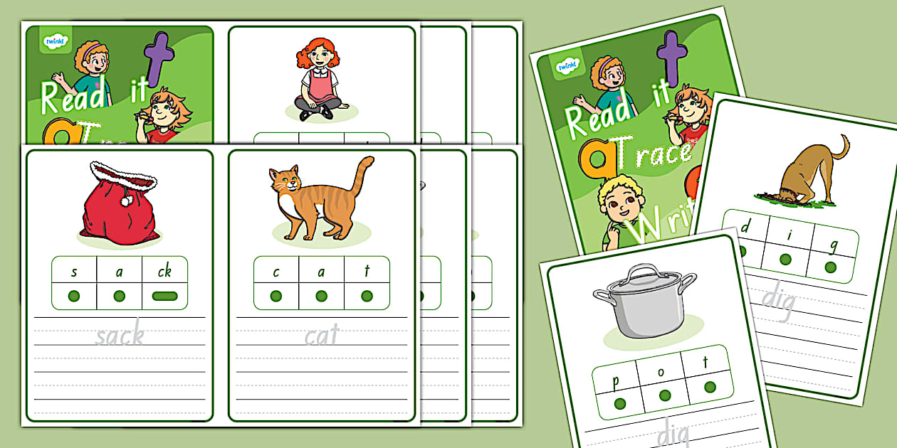 CVC Spelling Frames: Read it. Trace it. Write it. - Twinkl