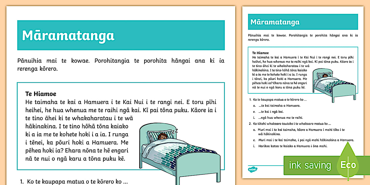 Rest Reading Comprehension Worksheet / Worksheet Te Reo Máori