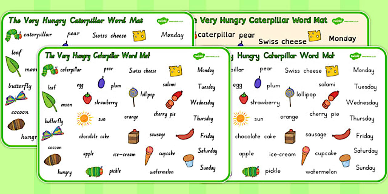 TAS Word Mat to Support Teaching on The Very Hungry Caterpillar